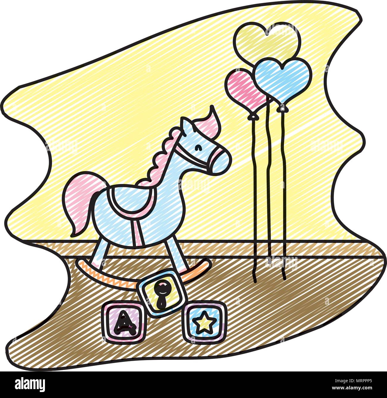 Cute rocking horse doodle hi-res stock photography and images - Alamy