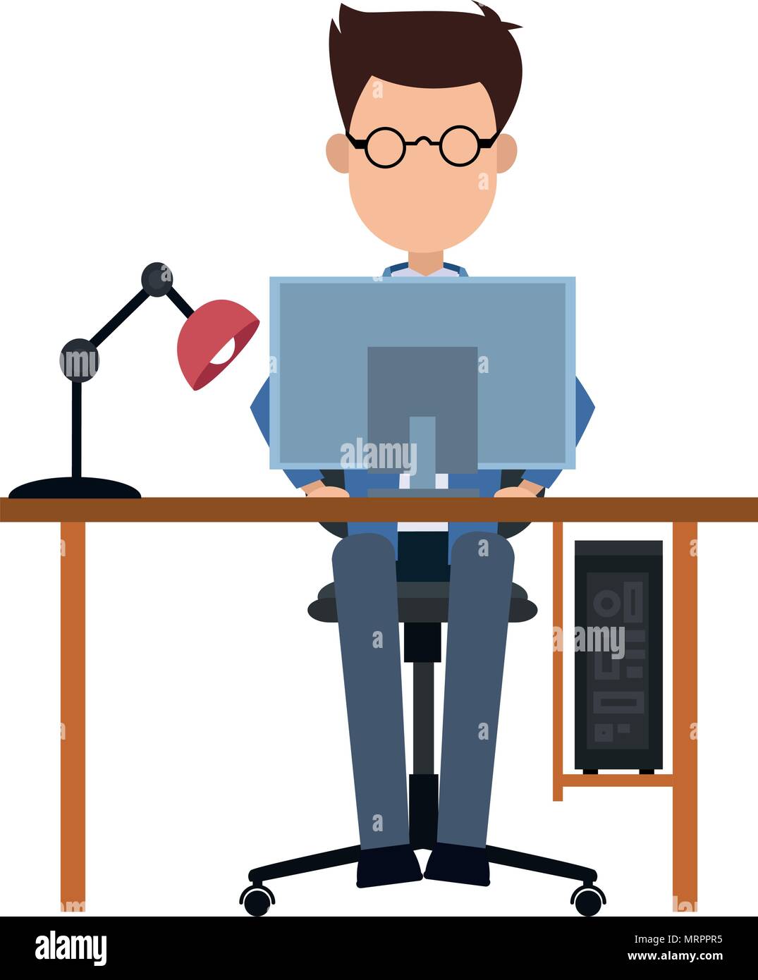 Man working in computer Stock Vector Image & Art - Alamy