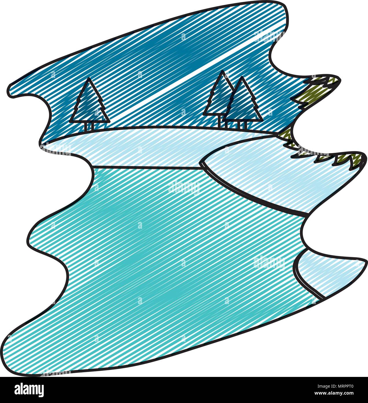 Winter river covered ice Stock Vector Images - Alamy