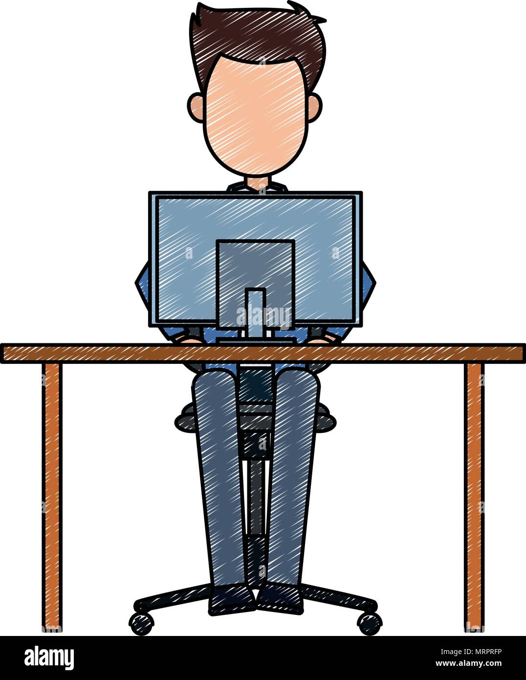 Man working in computer scribble Stock Vector Image & Art - Alamy