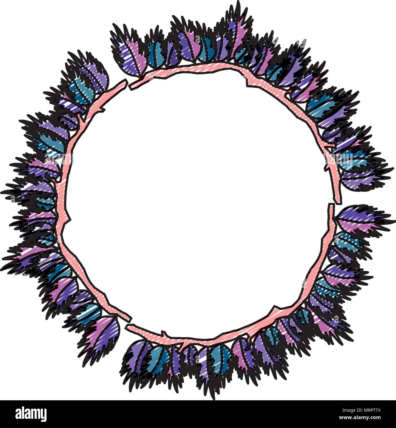 doodle circle natural exotic leaves style Stock Vector Image & Art - Alamy
