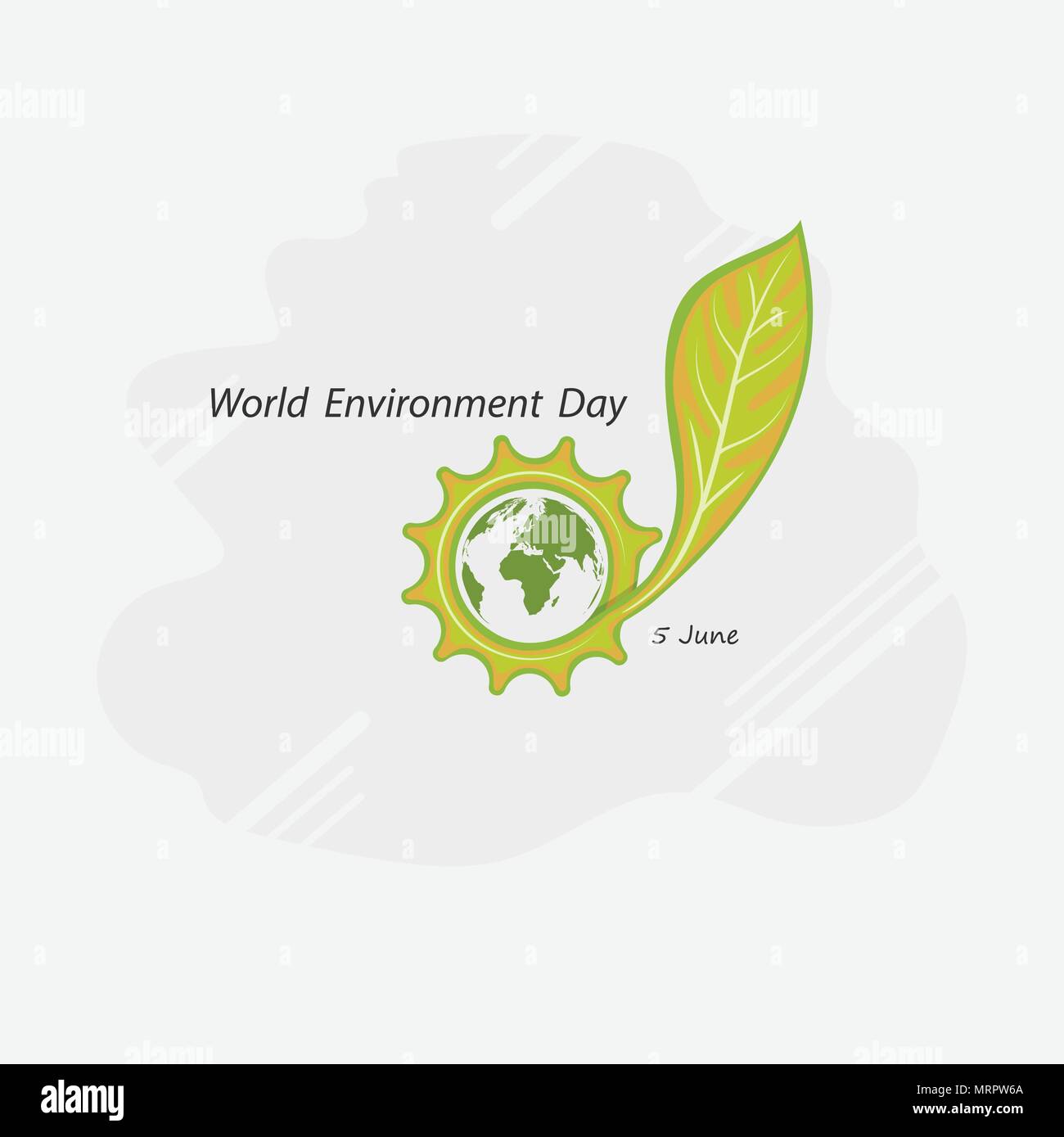 Gear cog and Green concept.Globe and Leaf sign. World Environment day ...