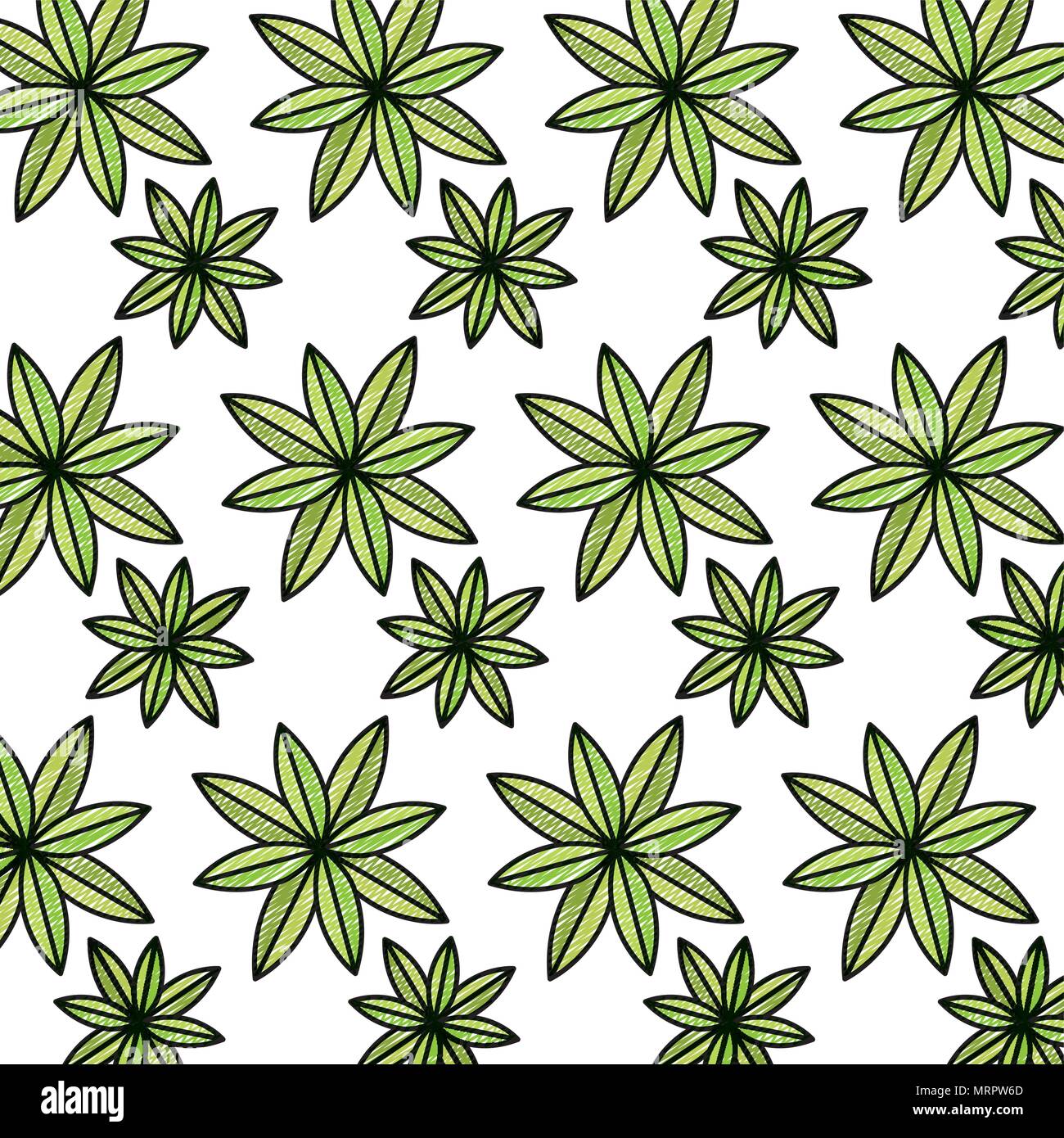 doodle natural tropical plant leaves background Stock Vector Image ...