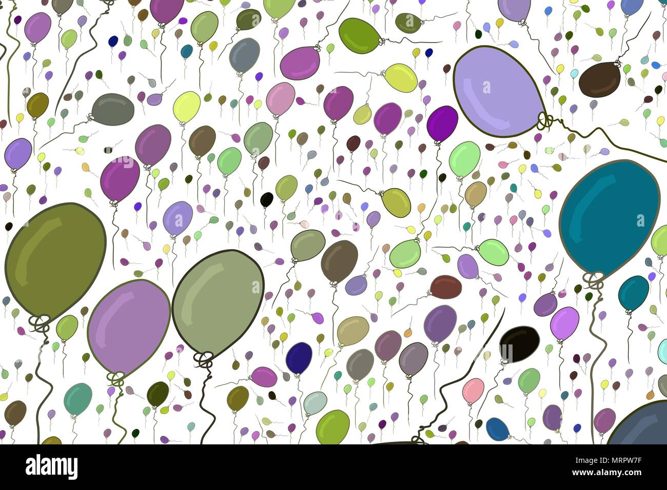 Hand drawn flying balloons illustrations background, good for graphic ...