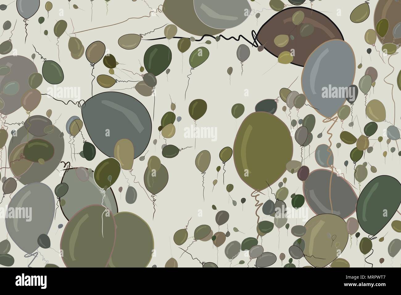 Hand drawn flying balloons illustrations background, good for graphic ...