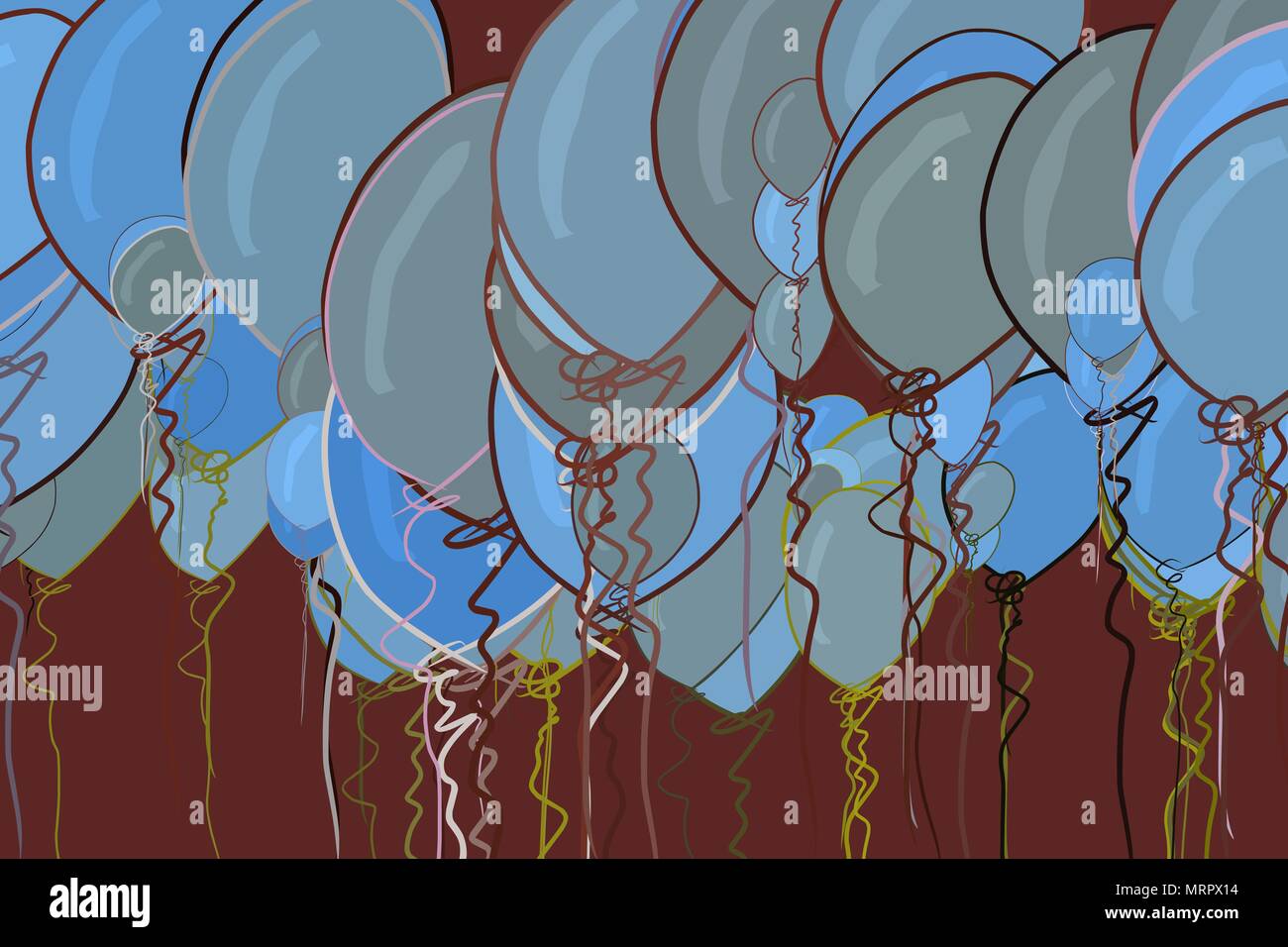 Abstract flying balloons illustrations background. Cartoon style vector ...
