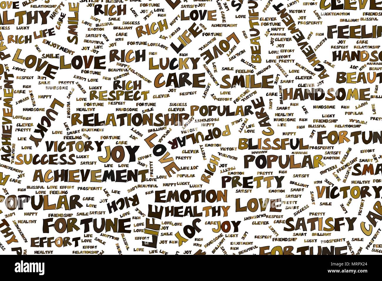 Illustrations of positive emotion word cloud. Good for web page ...