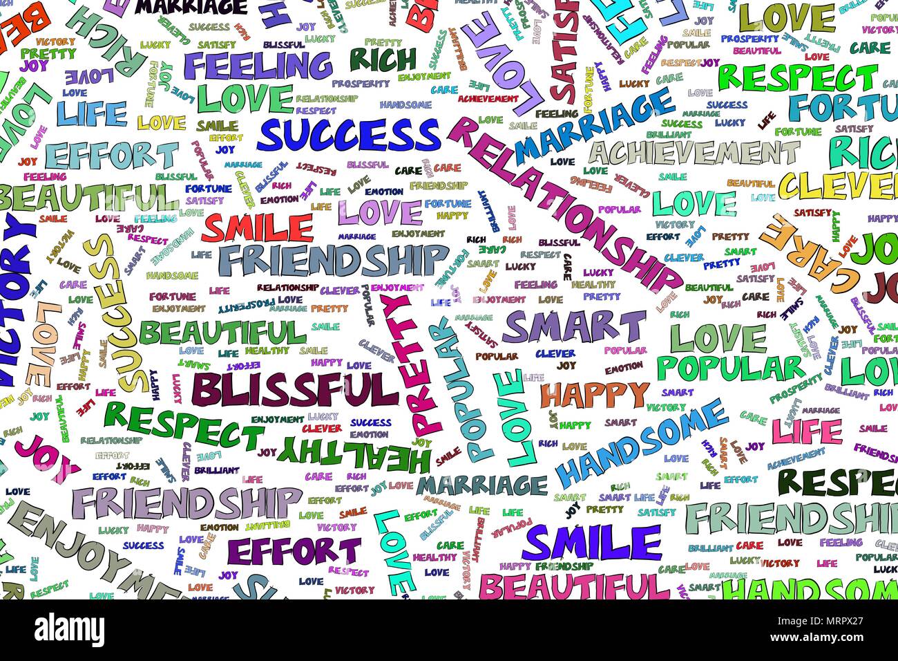 Abstract positive emotion word cloud illustrations background. Vector ...