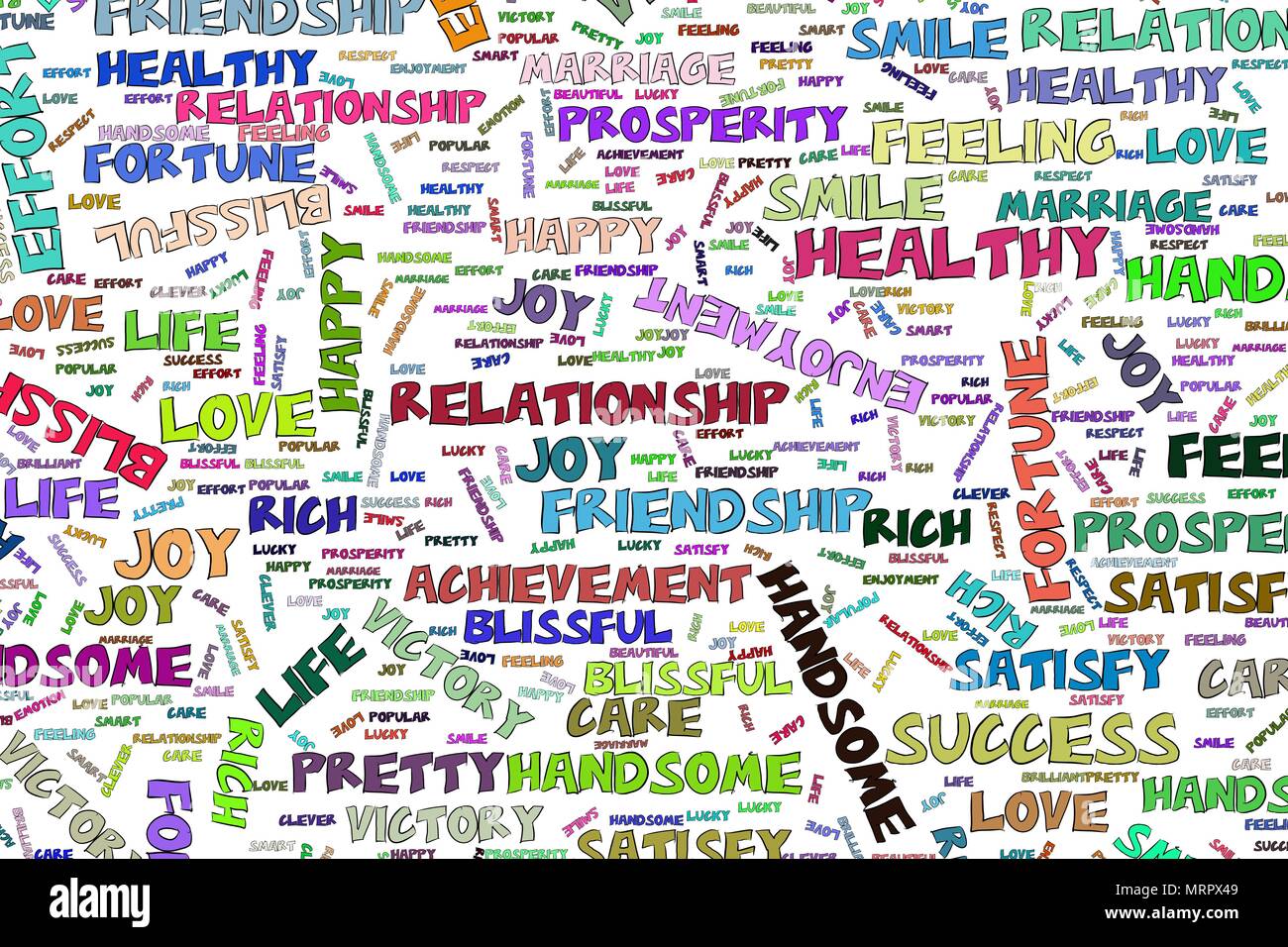 Illustrations of positive emotion word cloud. Good for web page ...
