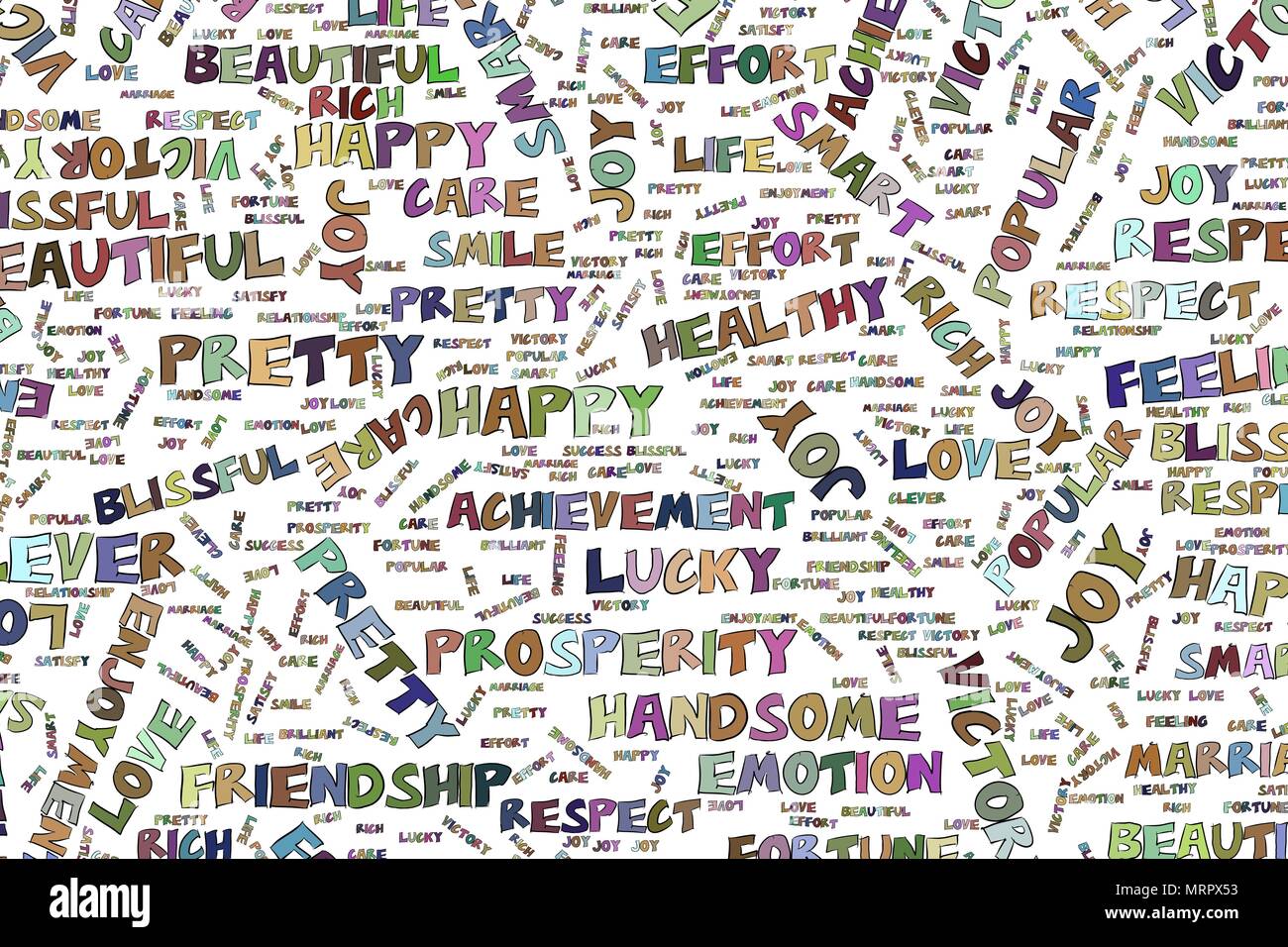 Abstract positive emotion word cloud illustrations background. Vector ...