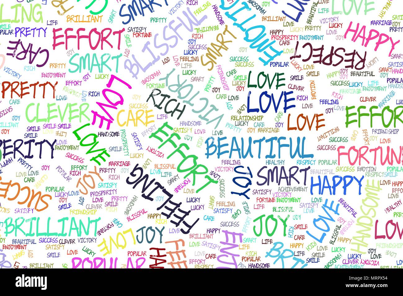 Illustrations of positive emotion word cloud. Good for web page ...