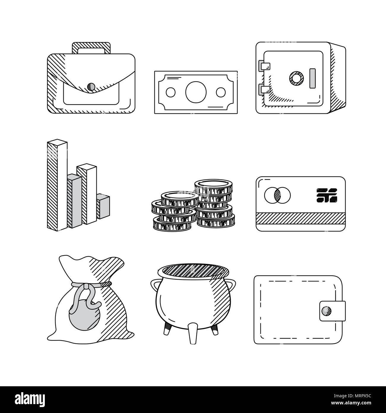 Hand draw money and business cartoons Stock Vector Image & Art - Alamy