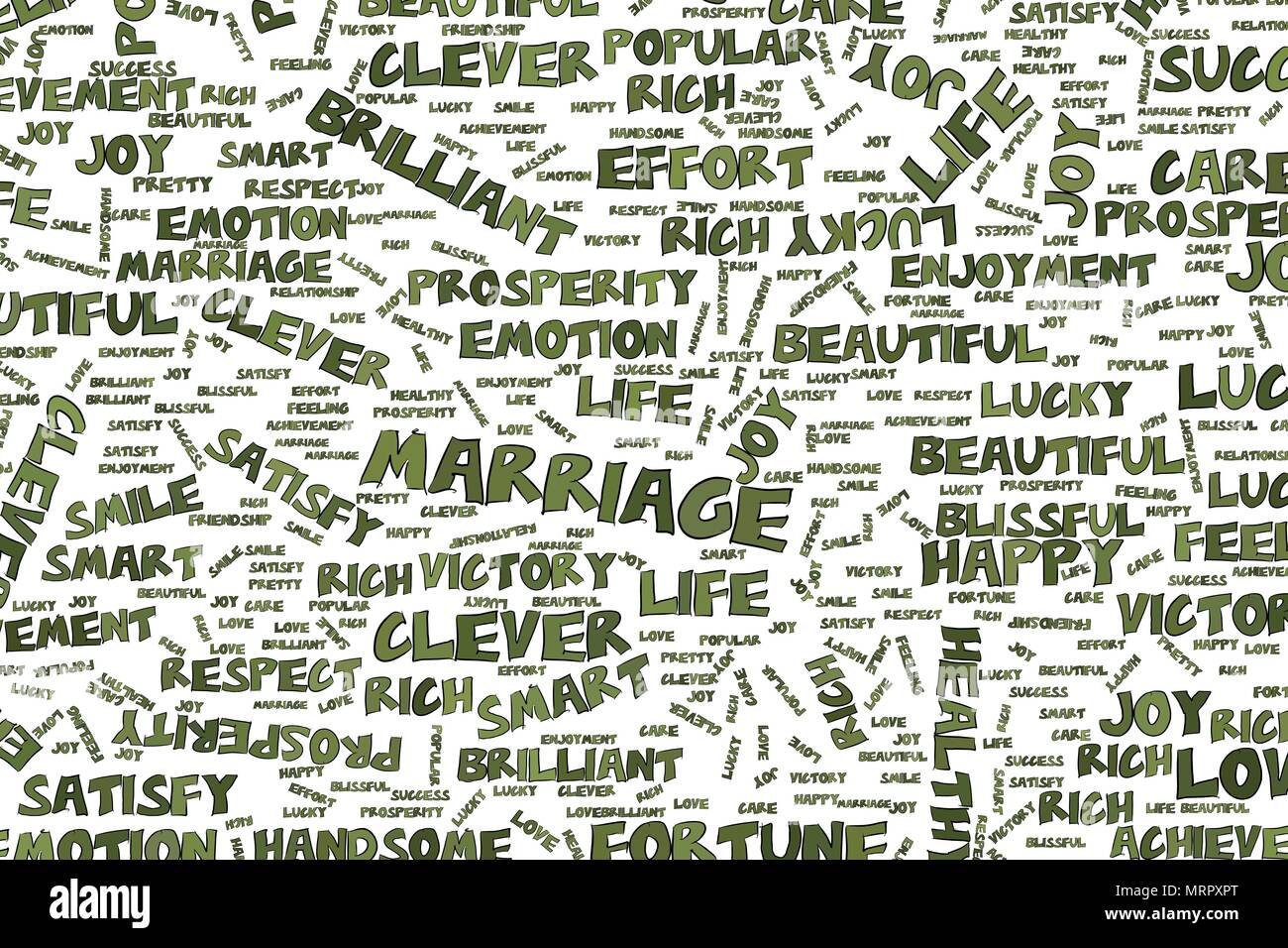 Illustrations of positive emotion word cloud. Good for web page ...
