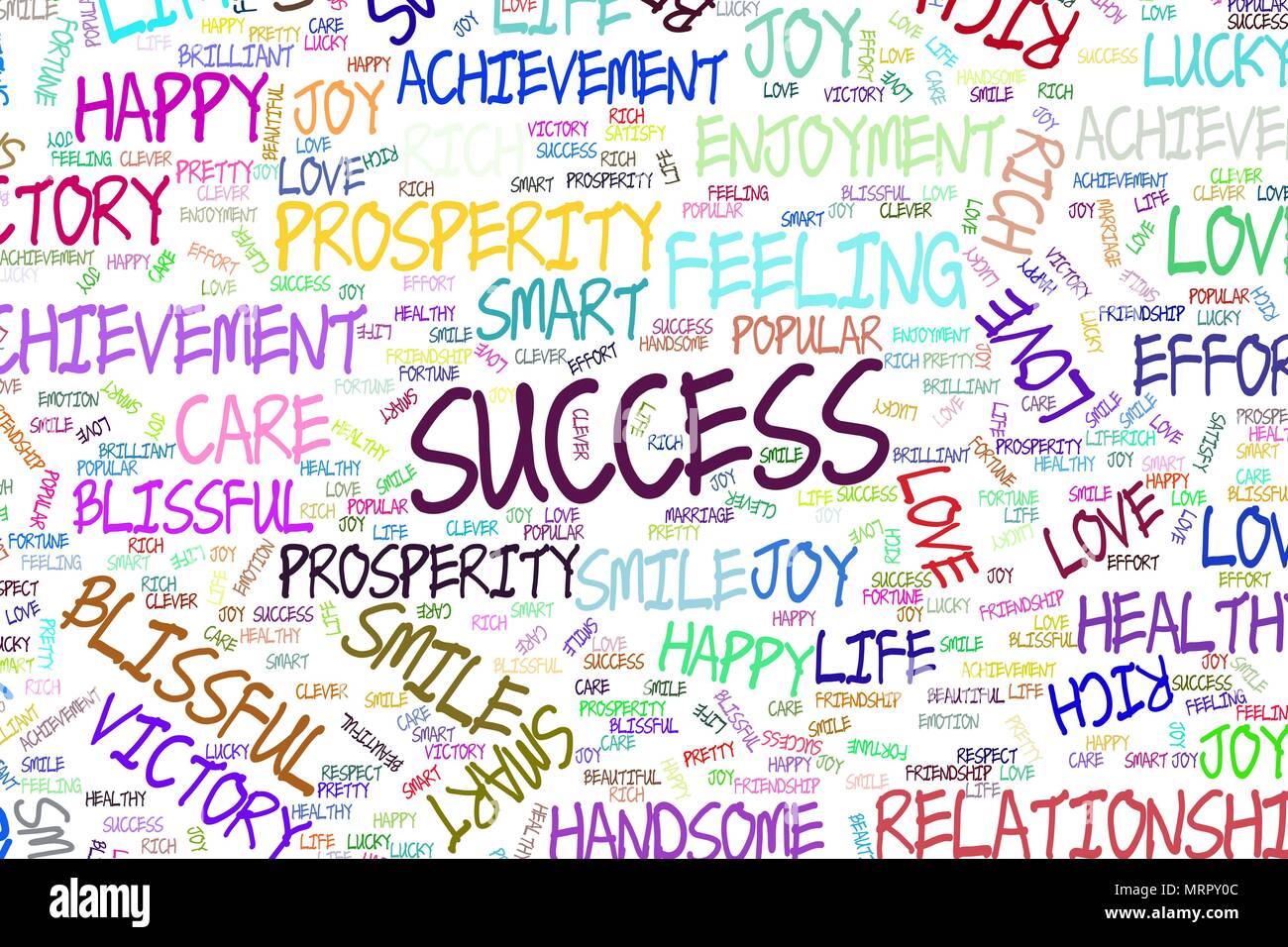 Success, illustrations of positive emotion word cloud. Good for web ...