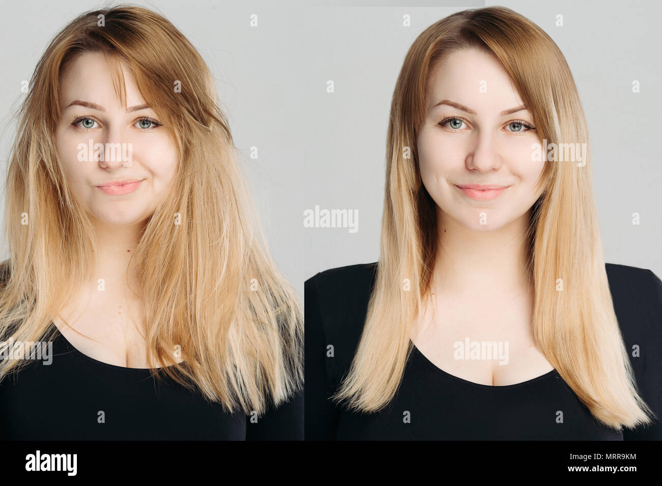 Before after woman hair hi-res stock photography and images - Alamy
