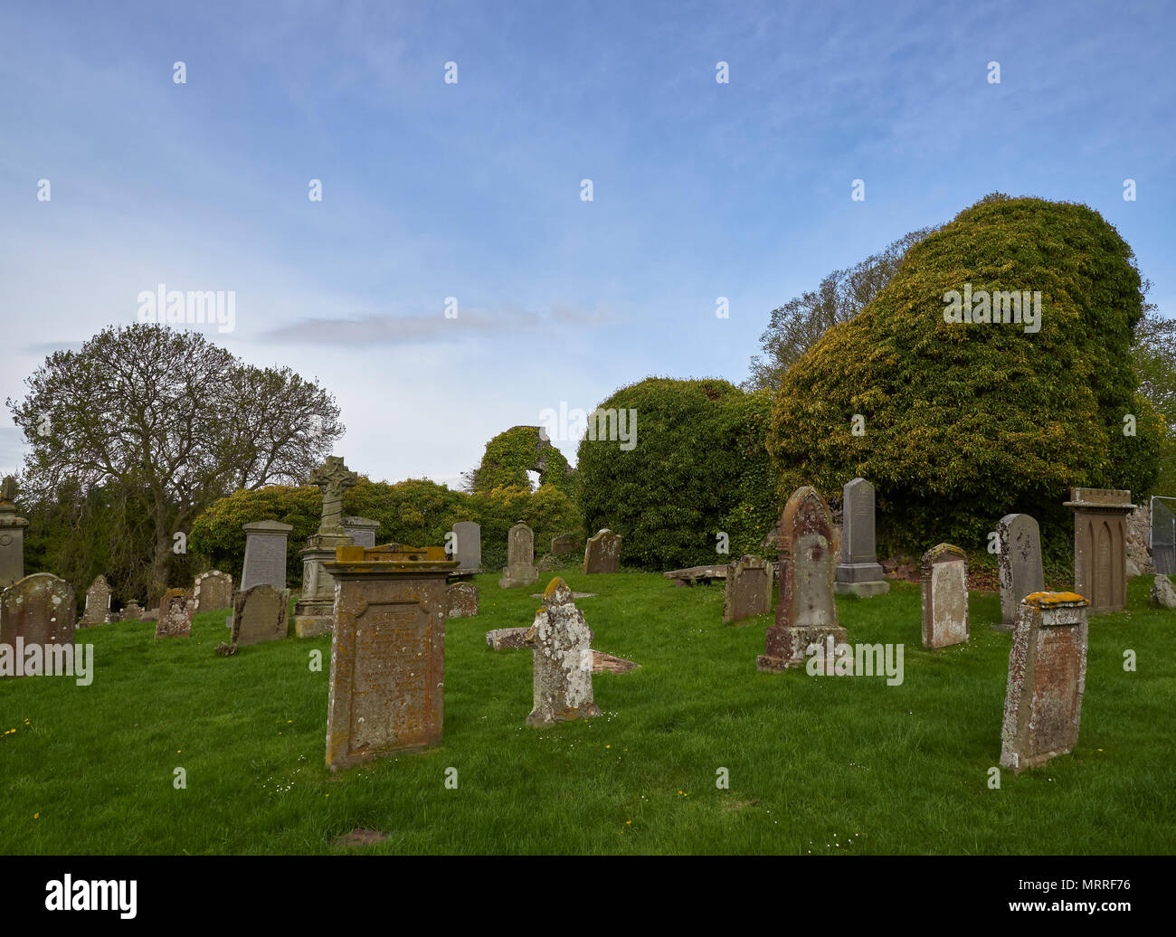 Old elaborate Gravestones lie in no apparent order at St Fillan's ...