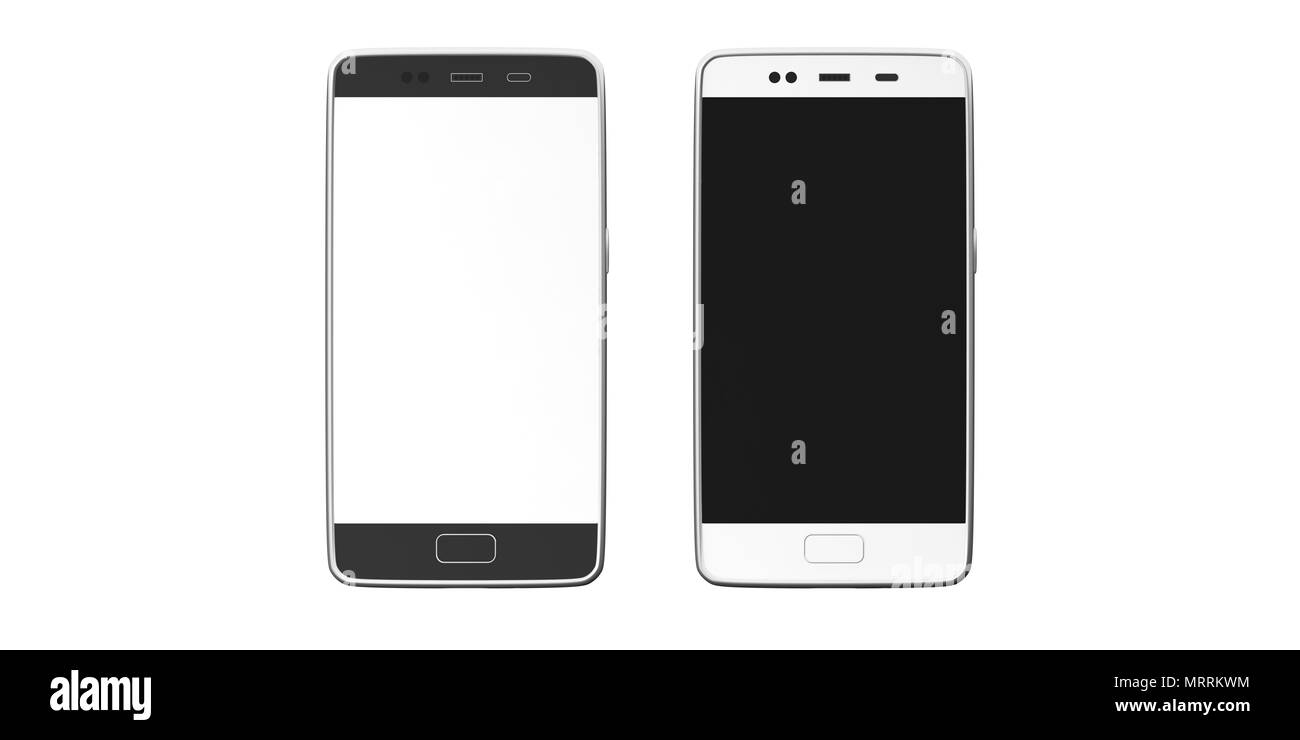 Smartphones, mobile phones with blank white and black screens isolated ...