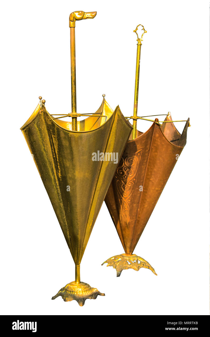 VINTAGE UMBRELLA STAND Two umbrella stands in copper and brass with ...