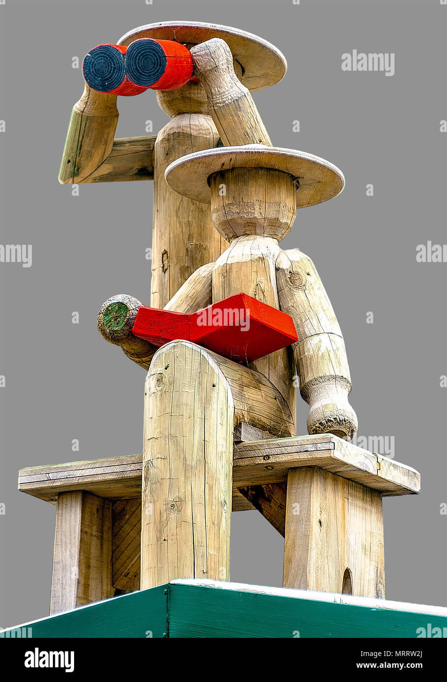 Timber log sculptures on isolated gray background with clipping path ...