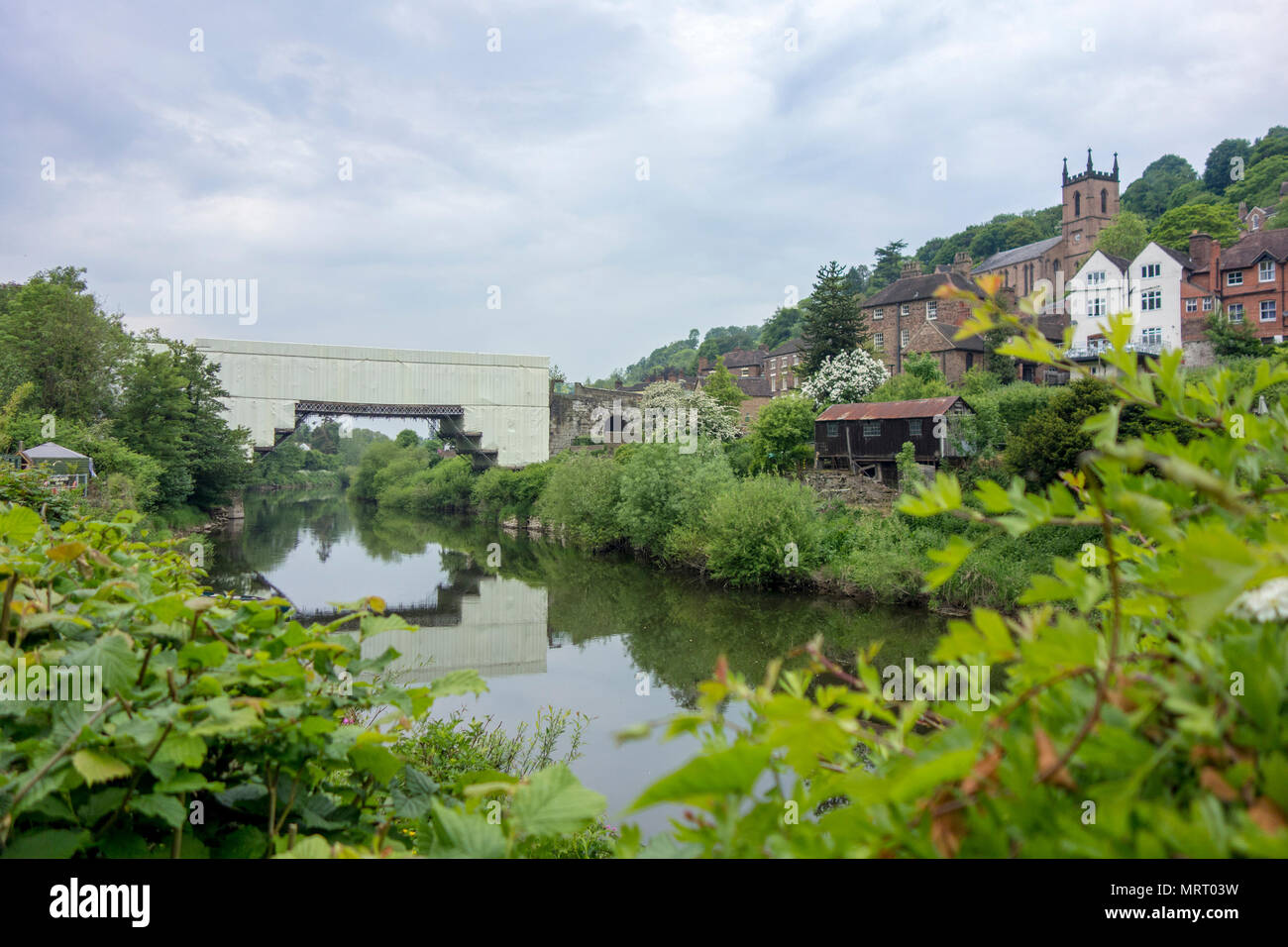The Iron Bridge, conservation work, Ironbridge, Shropshire, England, UK ...