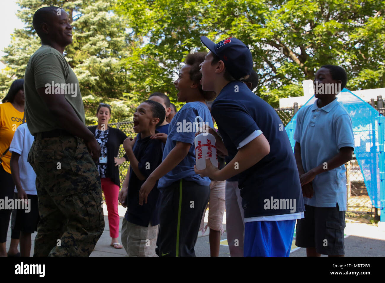 Master Sgt. David Williams Jr. interacts with children during an ...