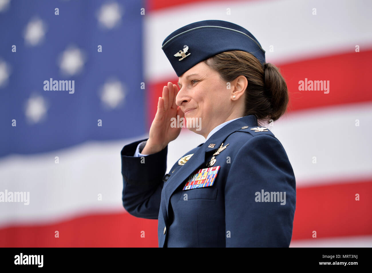 Col. Jennifer Grant renders her first salute to members of the 50th ...