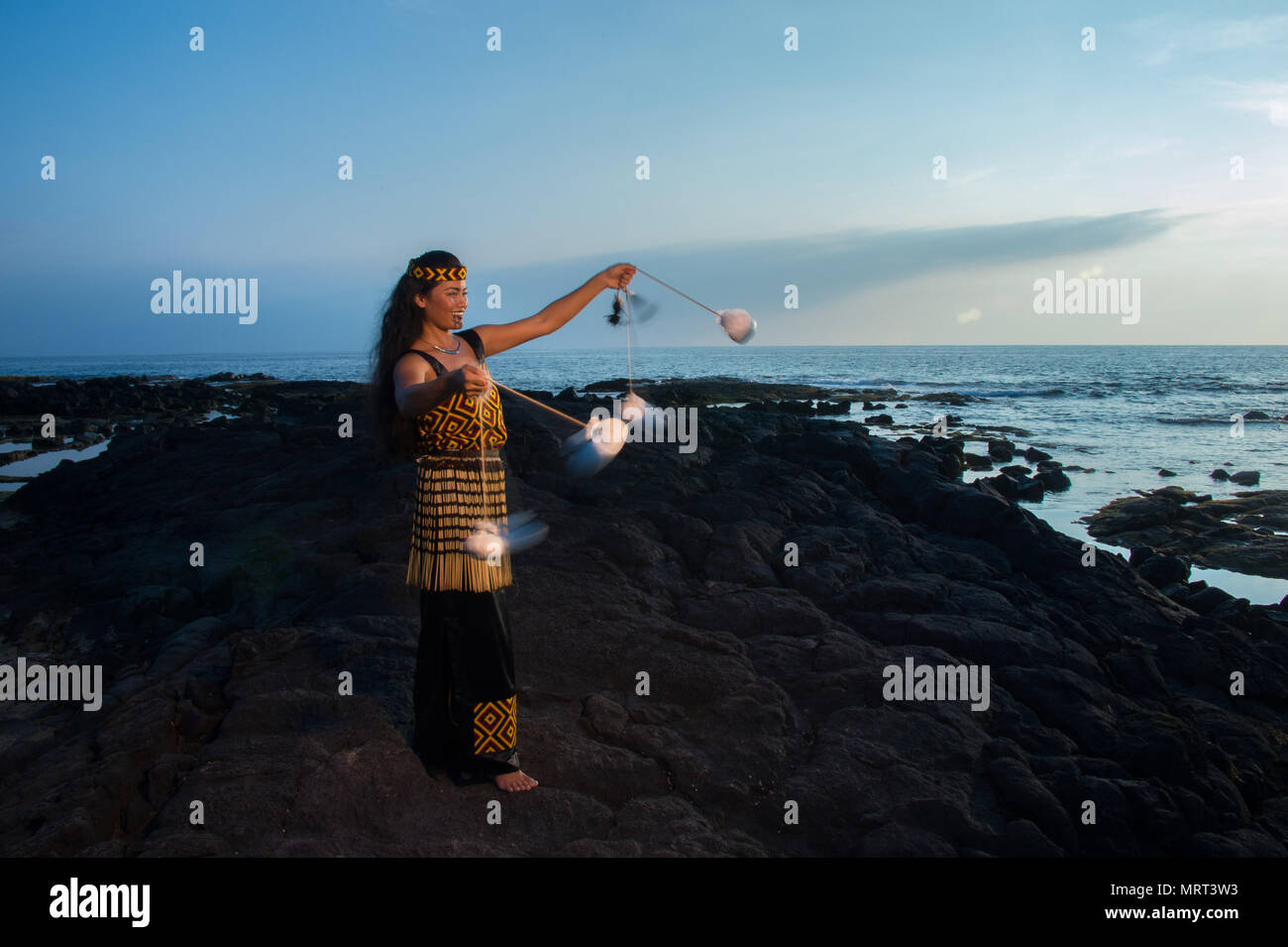Island Breeze dancer with Poi balls - for Maori dances Stock Photo - Alamy