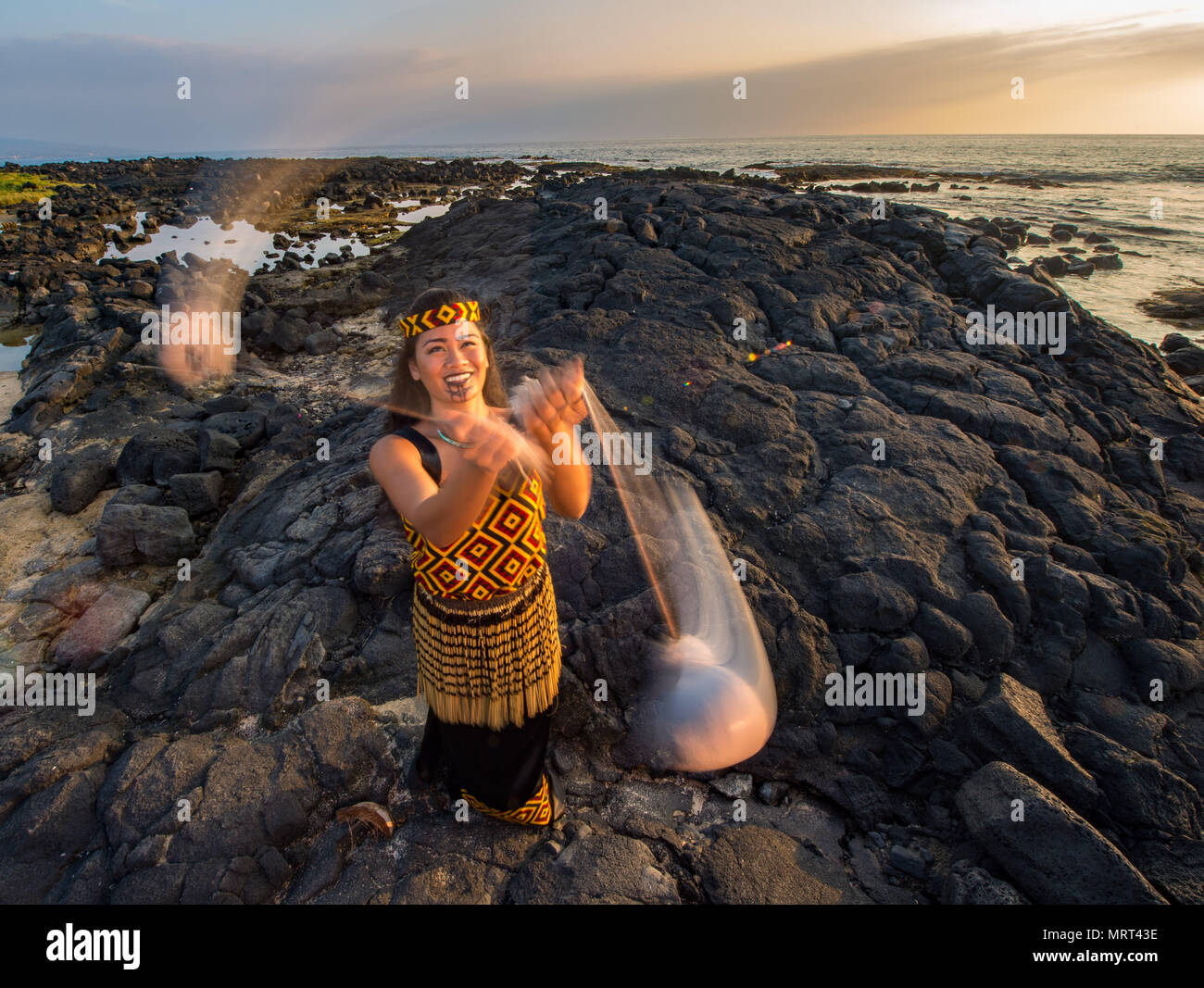 Island Breeze dancer with Poi balls - for Maori dances Stock Photo - Alamy
