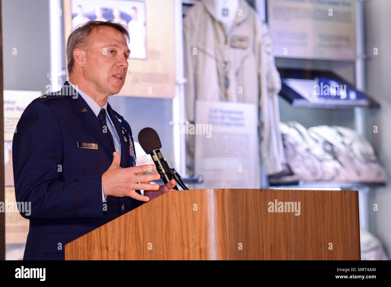 Retired Air Force Lt. Col. Gregory Thornton provides remarks after ...