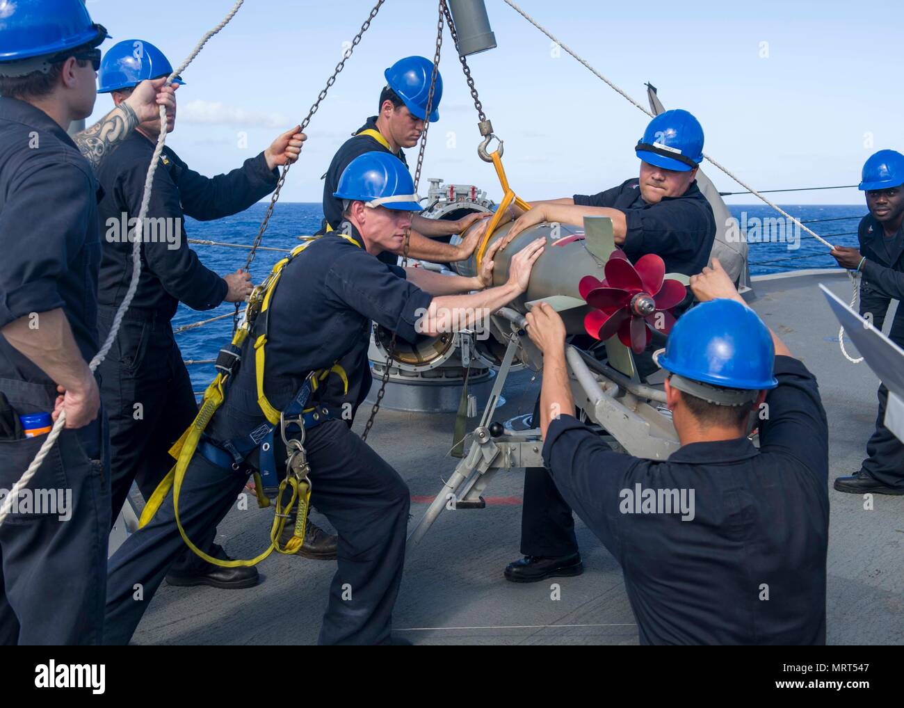 On June 28, 2017, Sailors aboard Arleigh Burke-class guided-missile ...