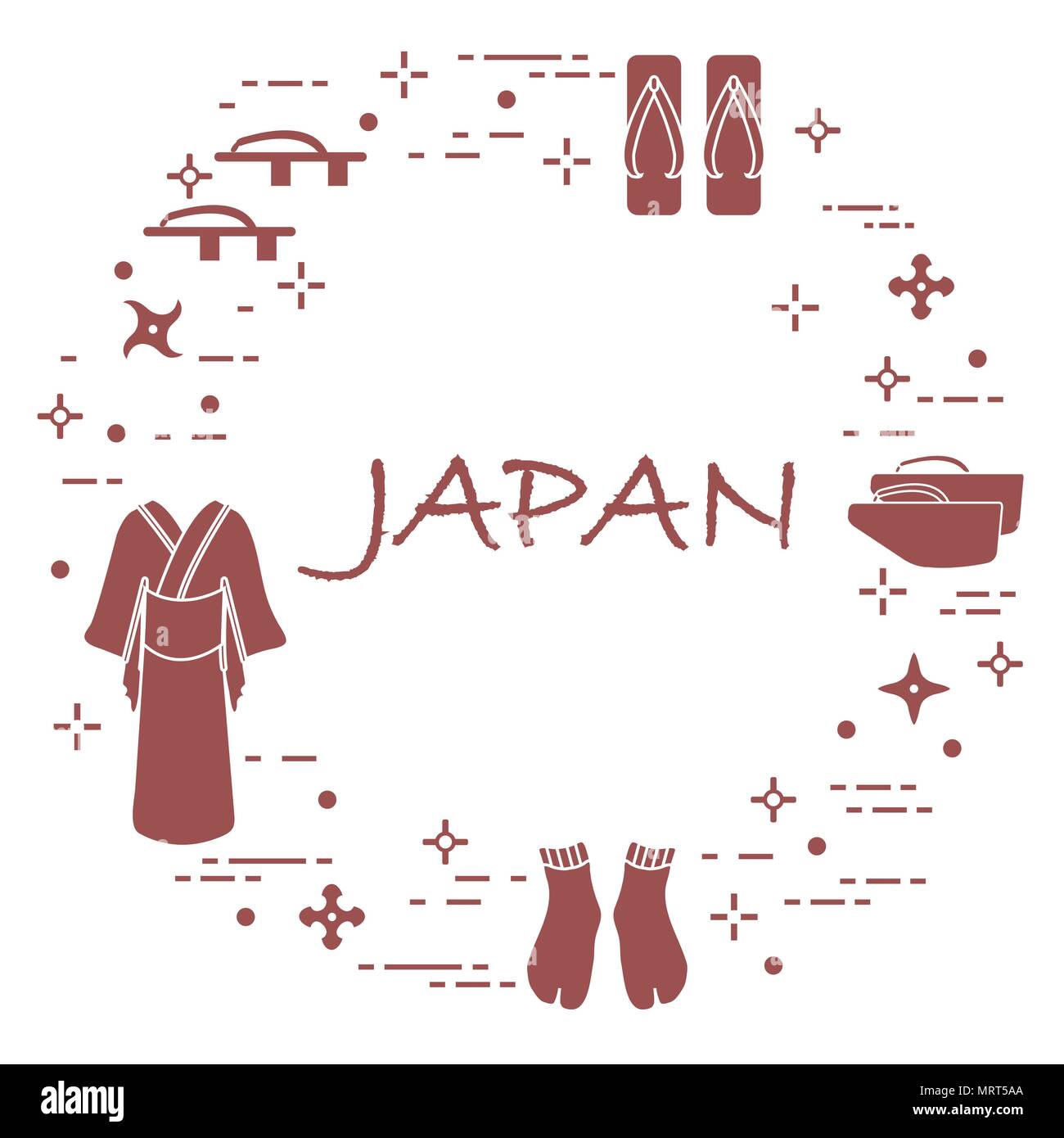 Traditional japanese clothing, shoes and shurikens. Japan traditional ...