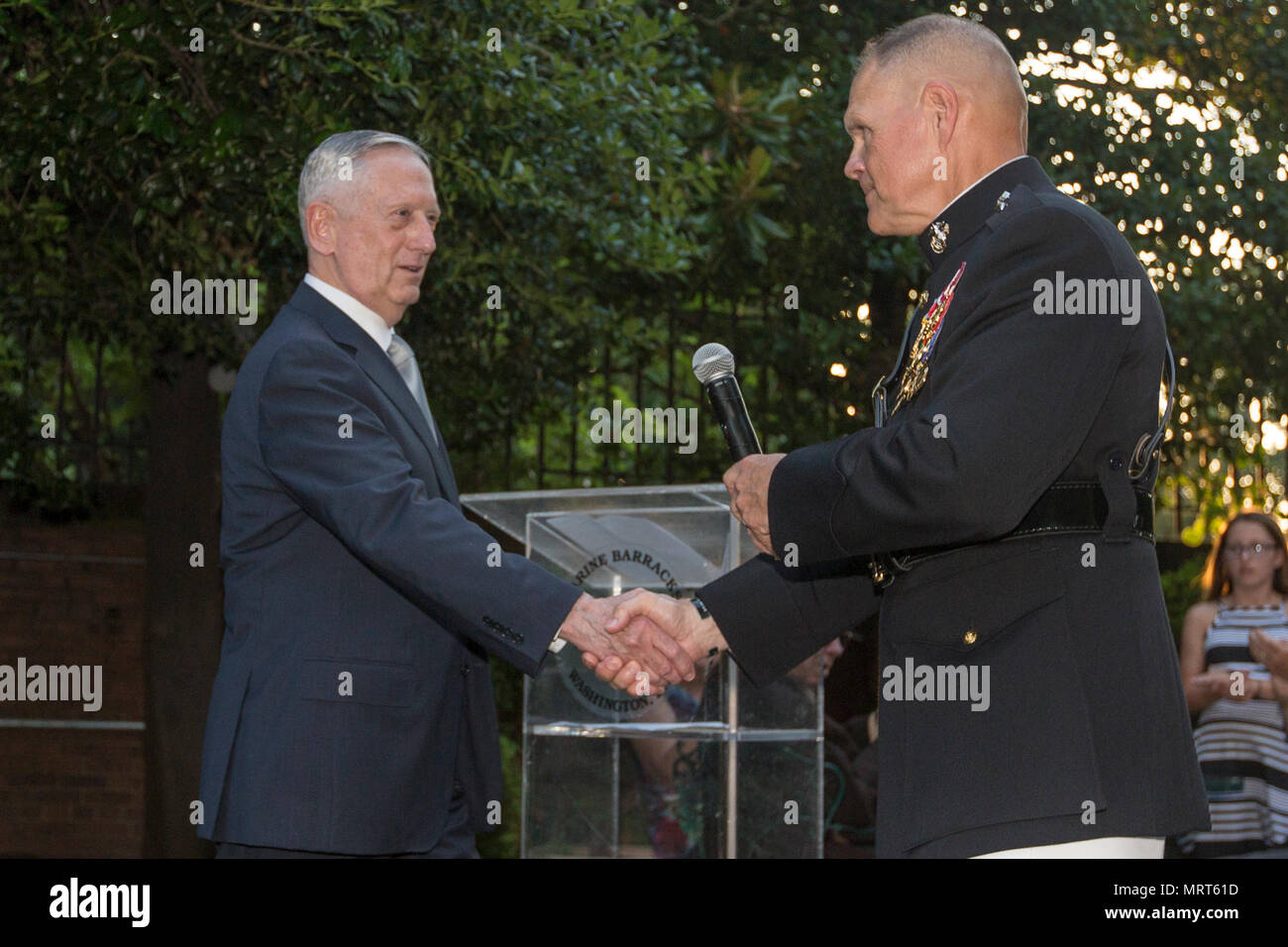 Commandant of the Marine Corps Gen. Robert B. Neller, right, shakes ...
