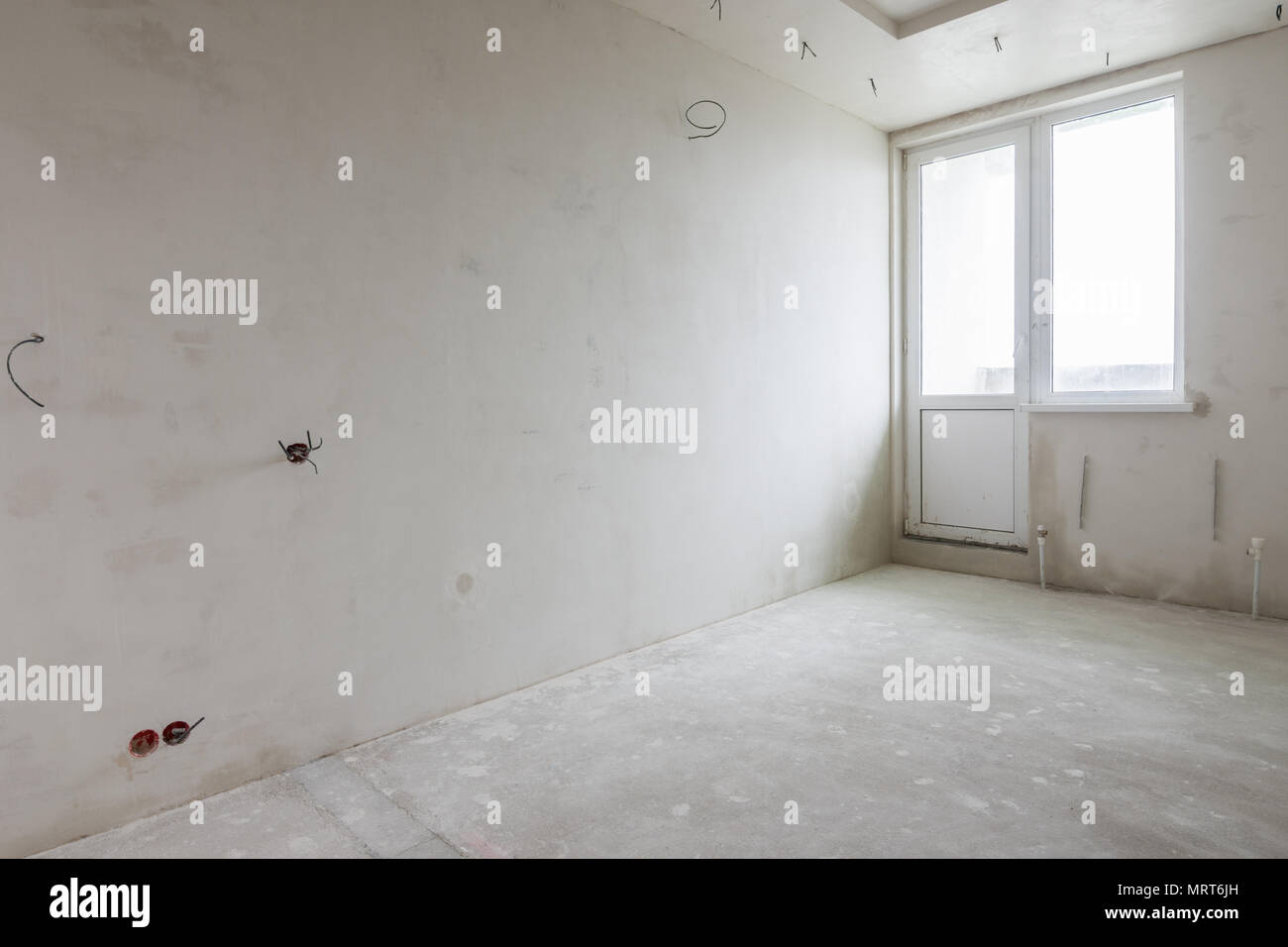 Room in new building, plastered walls, concrete floor, two-level ...