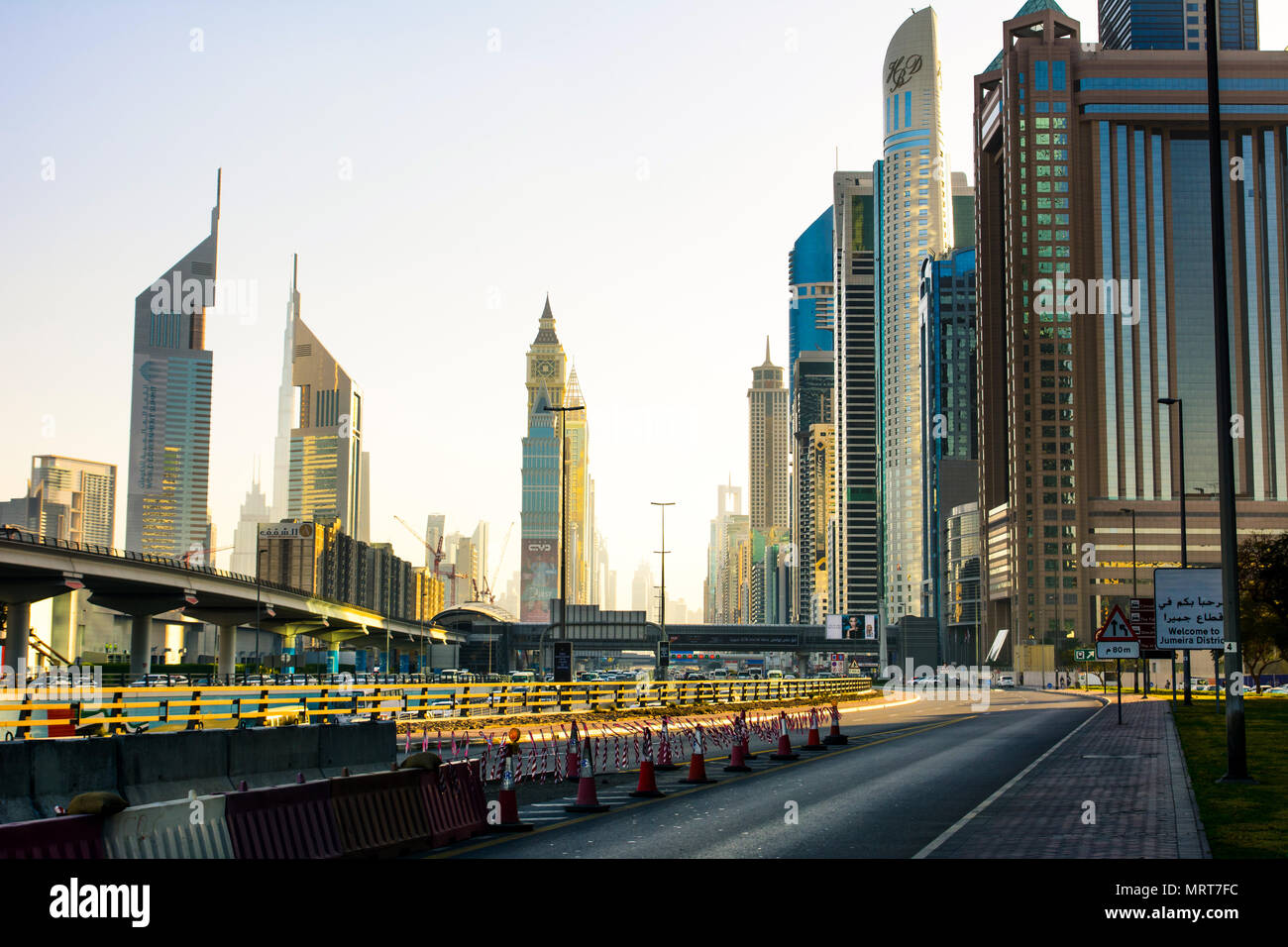 Dubai, United Arab Emirates - February 5, 2018: Dubai downtown street ...