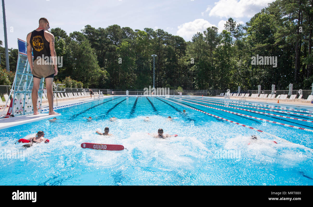 A Marine Corps Instructor of Water Survival assigned to the 2nd Marine ...