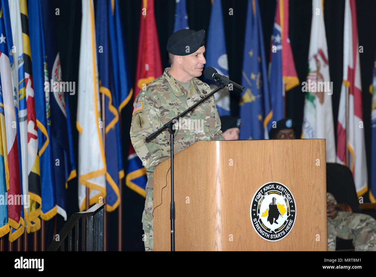 Colonel Kevin Bass addresses the crowd during the MEDDAC Change of ...