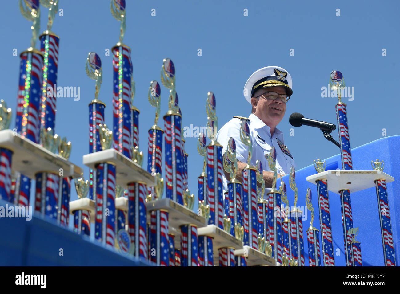 Vice Adm. Fred Midgette, commander of Coast Guard Pacific Area, speaks ...