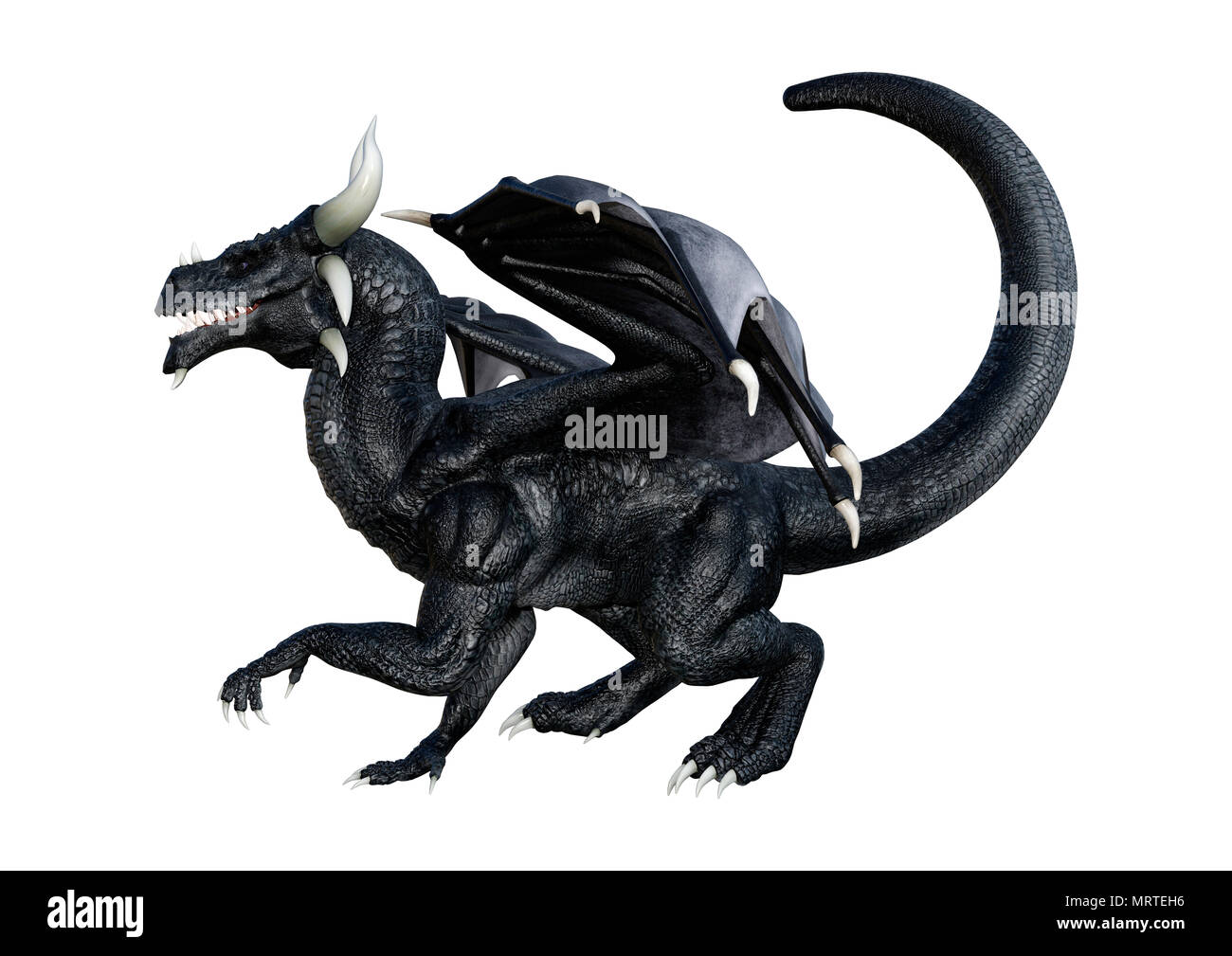 3D rendering of a blue fairy tale dragon isolated on white background ...