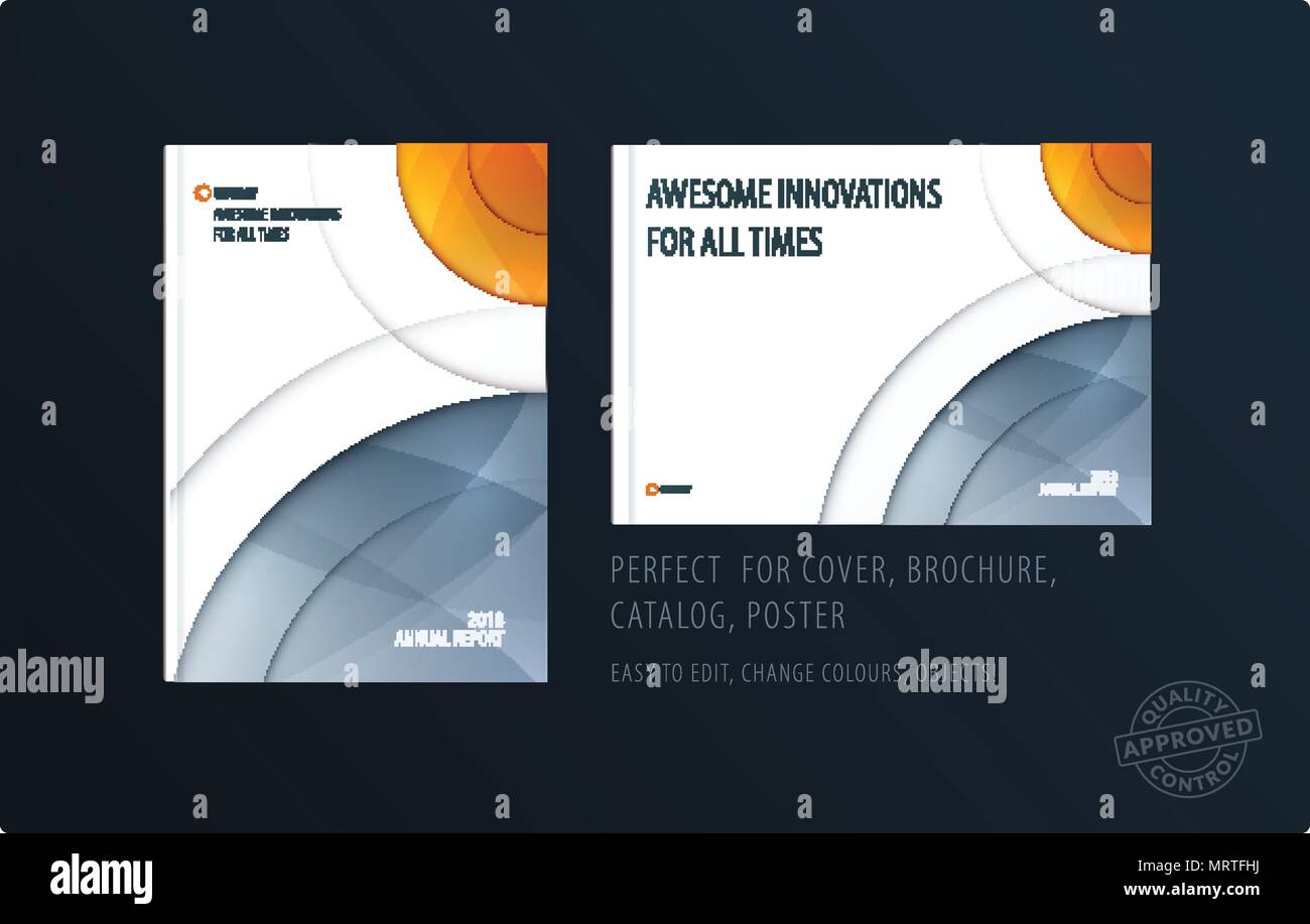 Brochure design round template. Colourful modern abstract set, annual ...