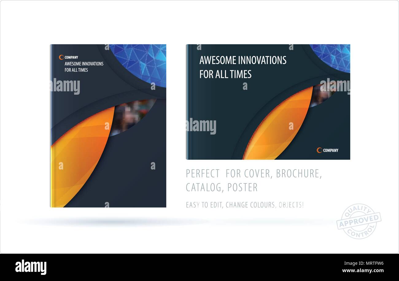 Brochure design round template. Colourful modern abstract set, annual ...