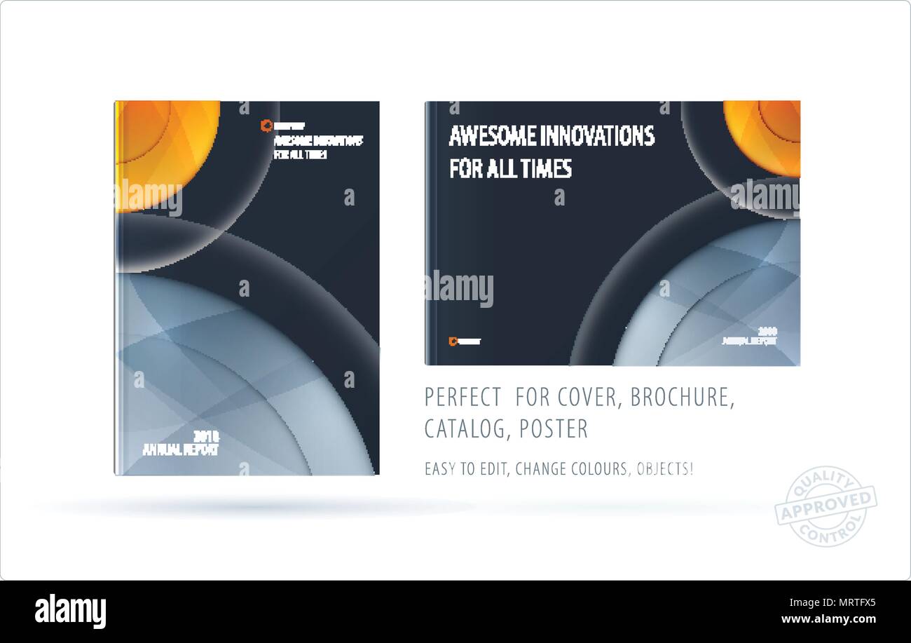 Brochure design round template. Colourful modern abstract set, annual ...