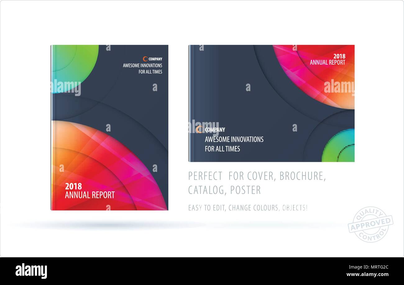 Brochure design round template. Colourful modern abstract set, annual ...