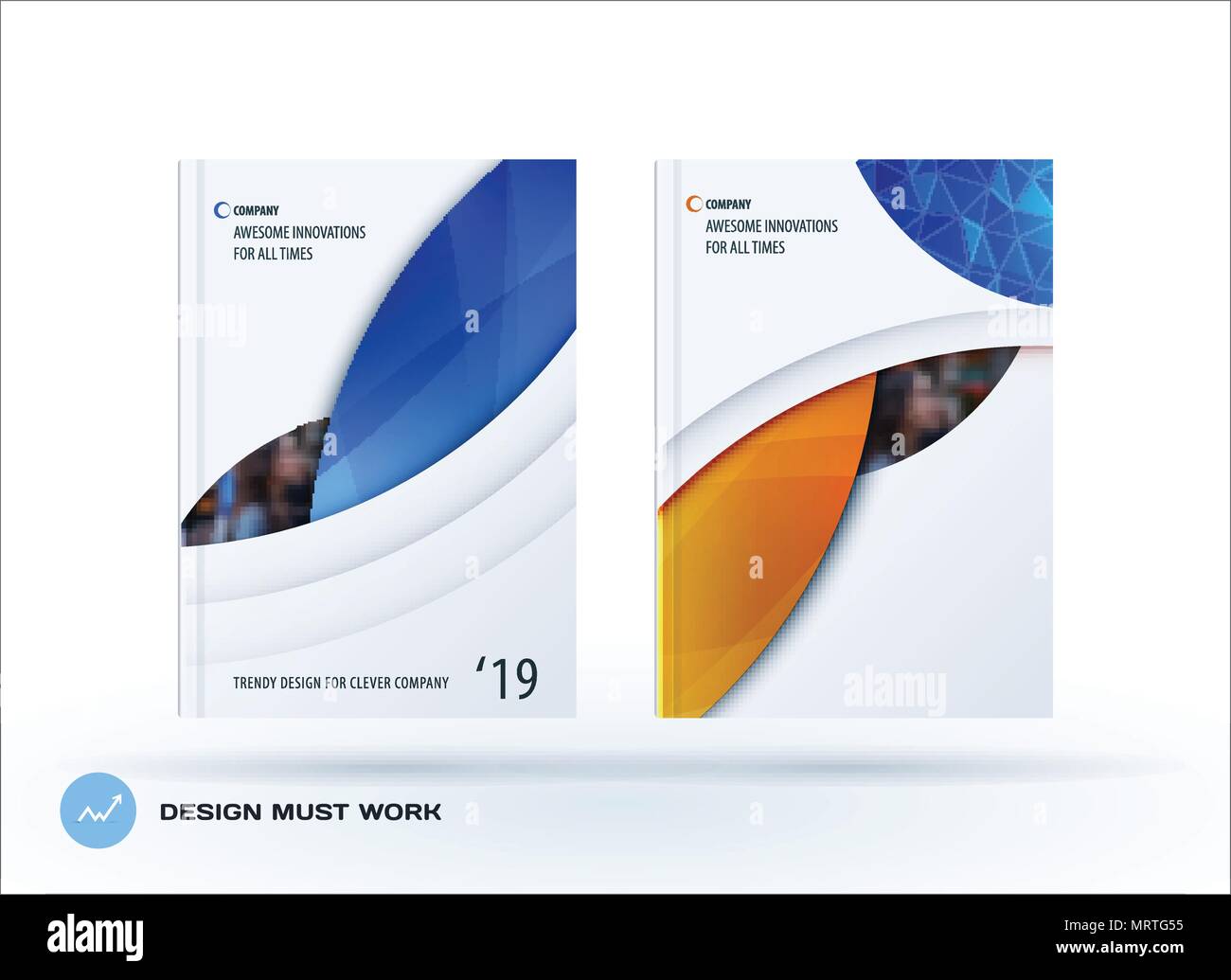 Brochure design round template. Colourful modern abstract set, annual ...