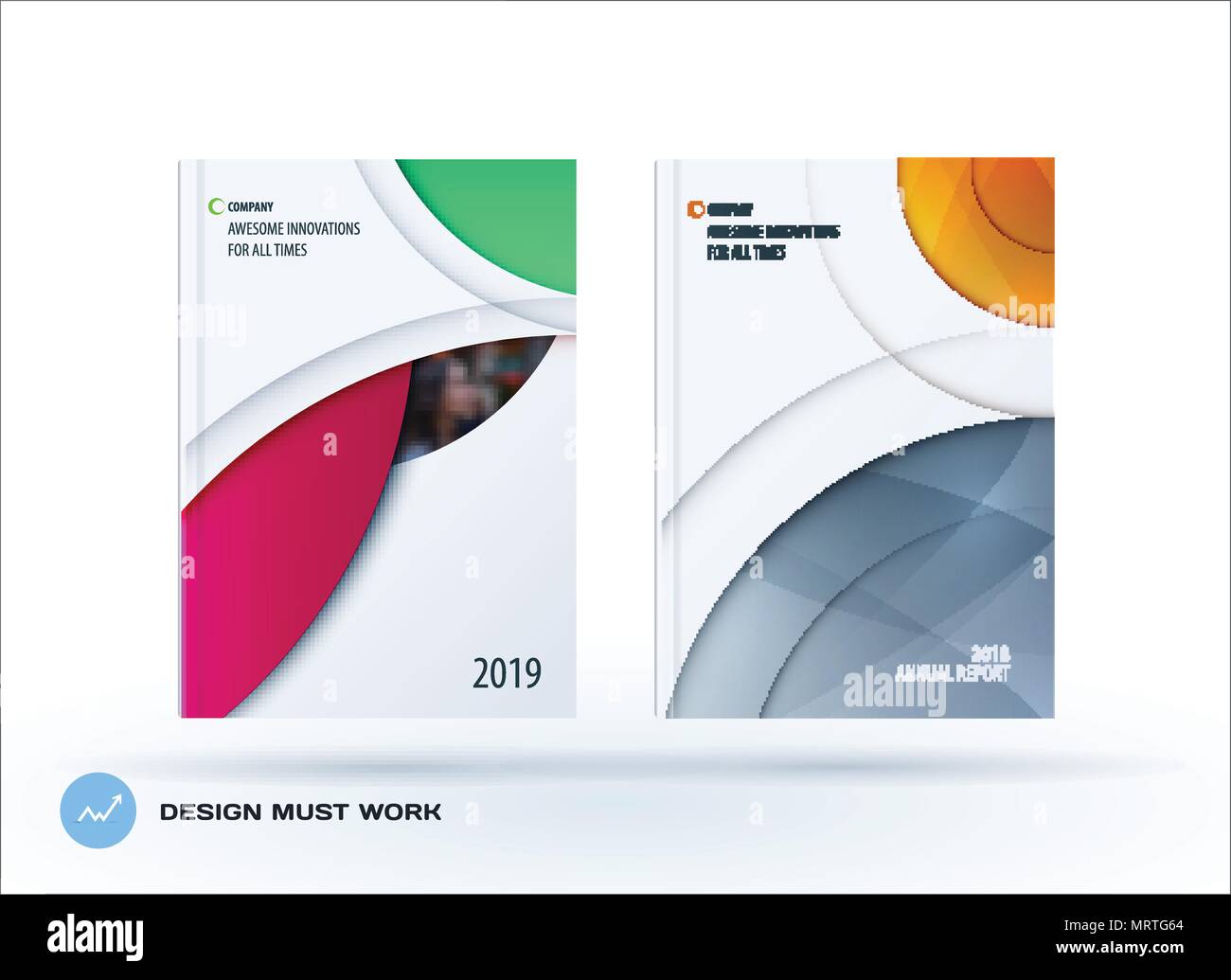 Brochure design round template. Colourful modern abstract set, annual ...