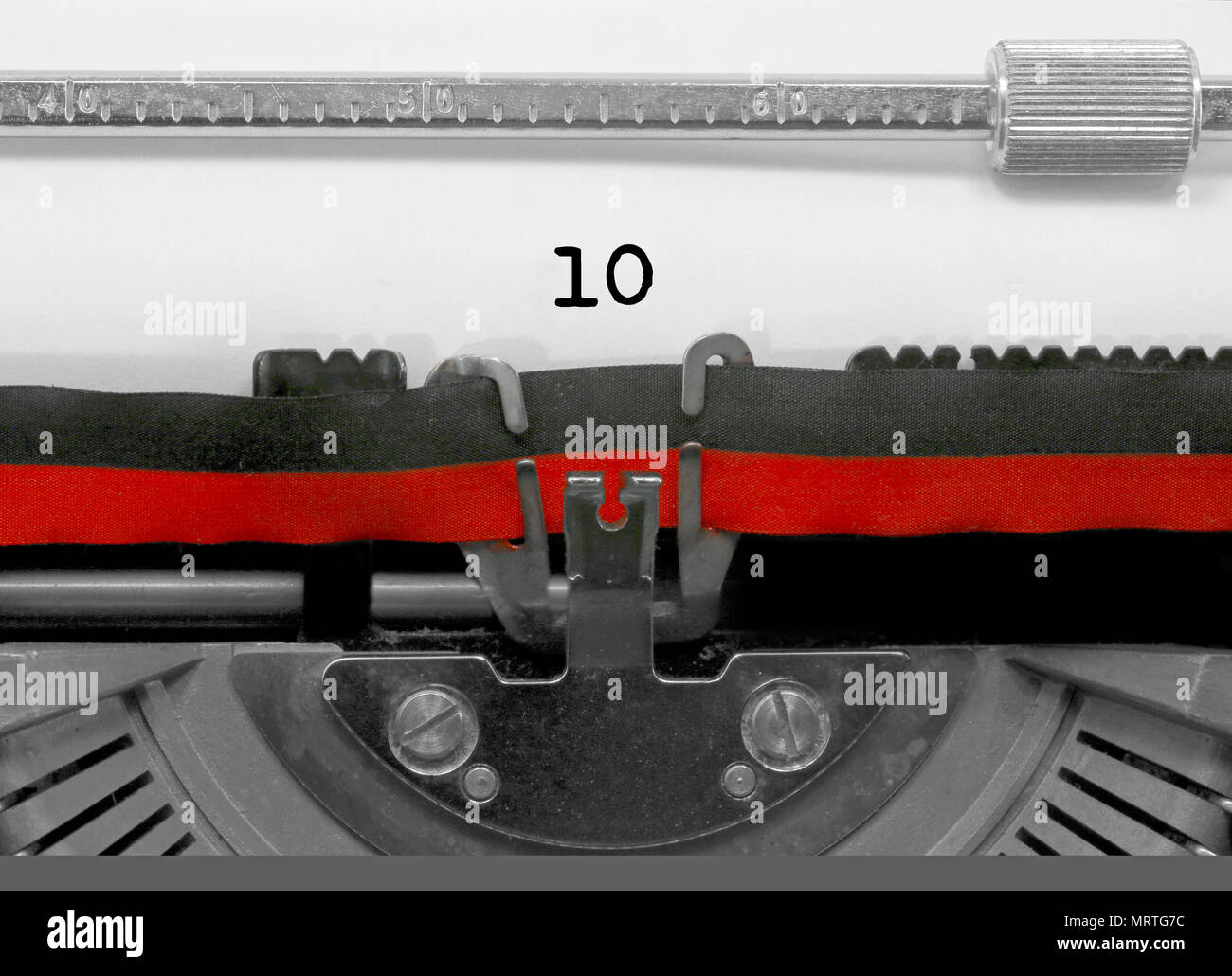10 Number text written by an old typewriter on white sheet Stock Photo ...