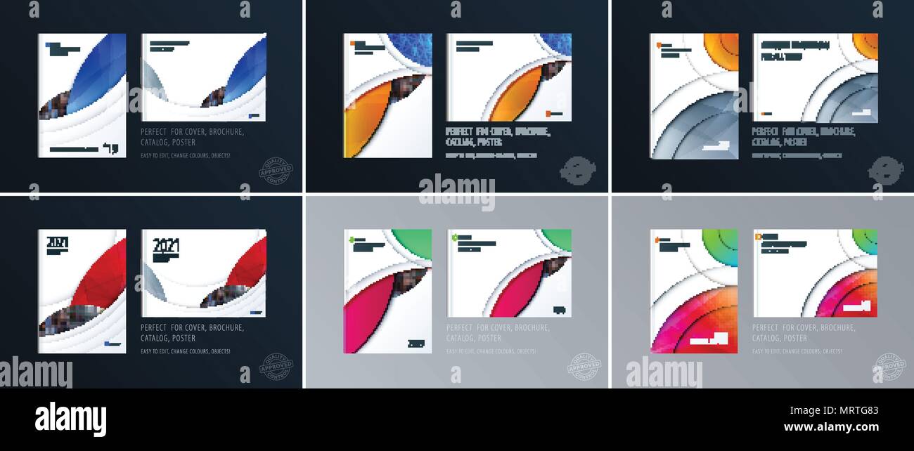 Brochure design round template. Colourful modern abstract set, annual ...