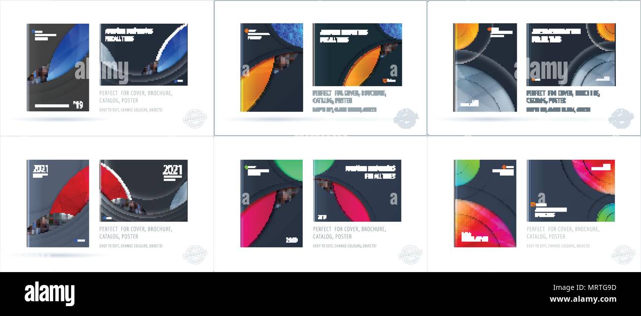 Brochure design round template. Colourful modern abstract set, annual ...