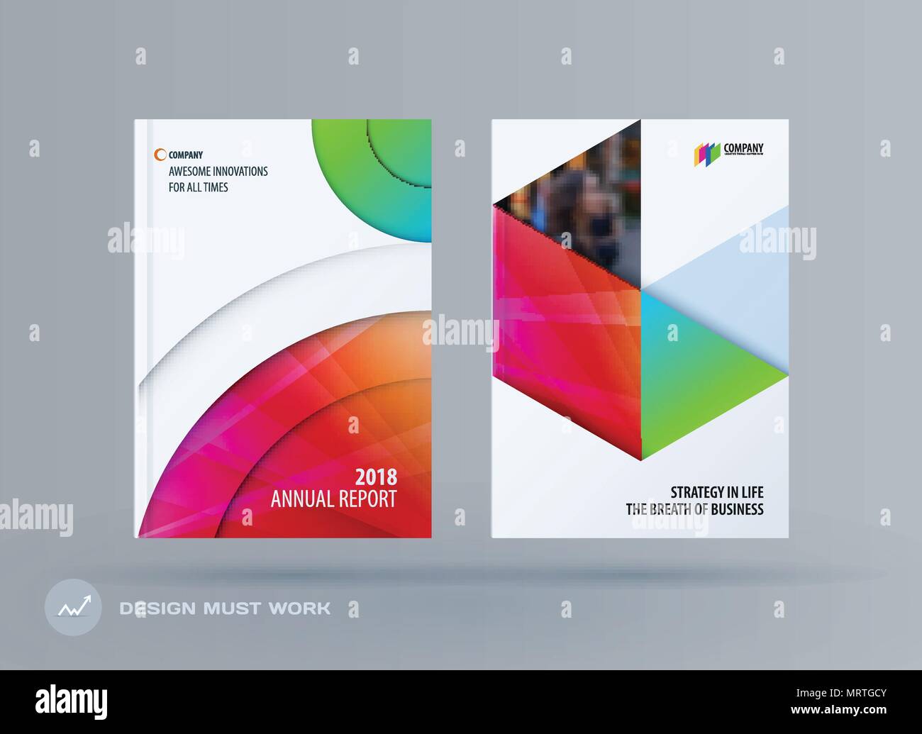 Brochure design round template. Colourful modern abstract set, annual ...
