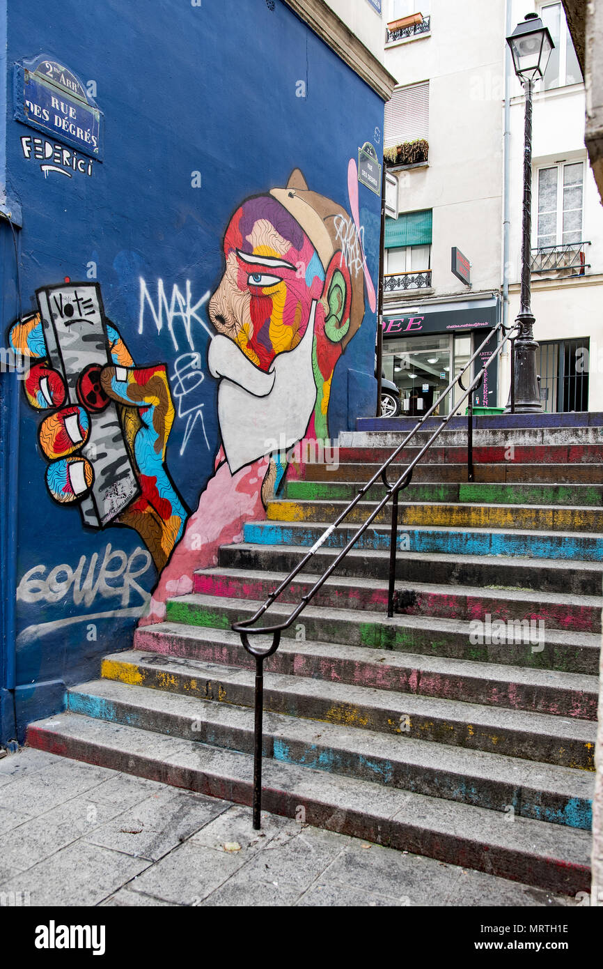 Colorful graffiti street art murals in Paris Stock Photo - Alamy