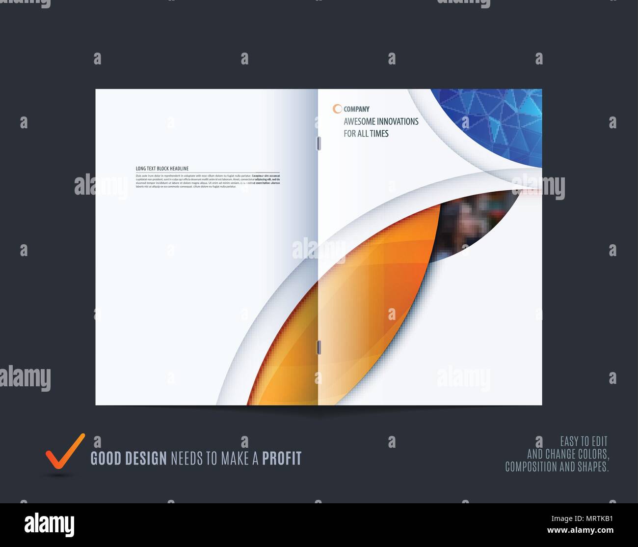 Abstract double-page brochure design round style with colourful circles ...